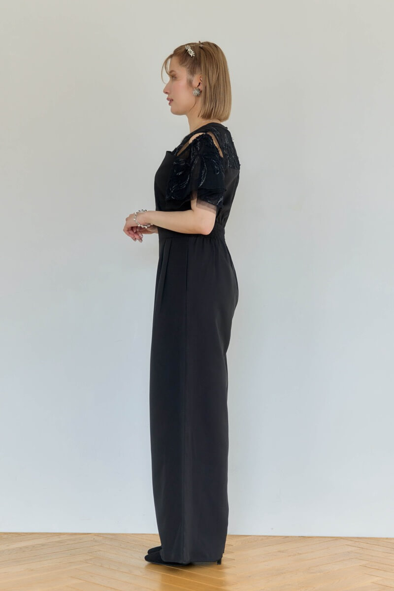 ブラックの2wayフリンジレースドレス | darial | M | 結婚式パーティーのレンタルドレスはリリアージュ